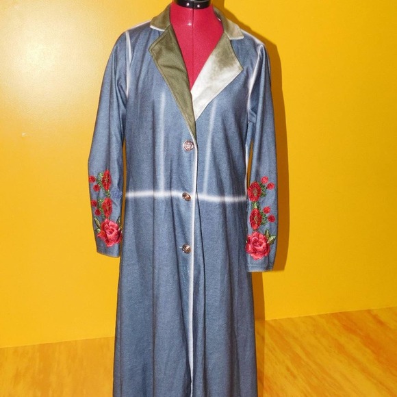 MISSLOOK | Jackets & Coats | Miss Look Boho Duster Blue And Olive Large ...